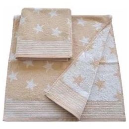 Handtücher Dyckhoff "Stars", beige (sand), B:50cm L:100cm, Walkfrottee, Obermaterial: 100% Baumwolle, Handtücher, mit Sternen und Bordüre