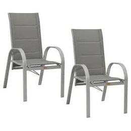 Gartensessel Merxx "Amalfi Deluxe Gasdruckfeder", grau, B:59cm H:107cm T:69cm, Obermaterial: 100% Polyester, Sessel, 2er Set, Alu/Textil, verstellbar