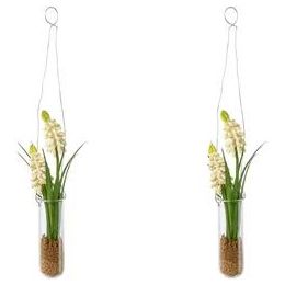 Kunstblume Creativ green "Muscari in Hängevase", weiß, B:4cm H:35cm, Kunststoff, Kunstpflanzen