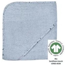Wörner Kapuzenhandtuch WÖRNER "at home stahlblau Kapuzenbadetuch 80/80", blau (stahlblau), B:80cm L:80cm, Frottee, Frottier, Handtücher, Biobaumwolle, Strick-Optik