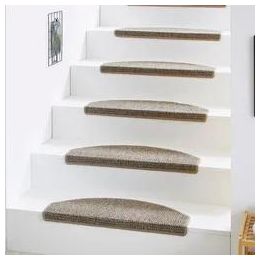 Stufenmatte ANDIAMO "Saragossa, Made in Netherlands", braun (braun,beige), B:65cm H:6,5mm L:28cm, Obermaterial: 100% Polypropylen, Teppiche, meliert, selbstklebend, strapazierfähig, 15 Stück in einem Set