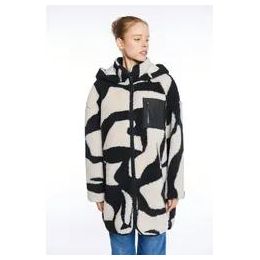 Haily's Kapuzenplüschjacke HAILY’S "LS P JK Te44ddy", Damen, Gr. L, schwarz div, Plüsch, Obermaterial: 100% Polyester, gemustert, feminin, Po-bedeckend, Langarm, Jacken