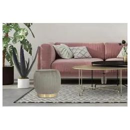 Sitzhocker Kayoom "Hocker Lilje, Edler Touch durch goldenen Sockel,Hochwertiger Samtbezug", grau, B:43cm H:42cm T:43cm, Bezug: 100% Polyester/ Korpus: MDF, Sperrholz Gestell: Edelstahl, Hocker, Sitzhocker, samtweich, gesteppte Ziernaht, Edelstahlsockel, Hochwertiger Samtbezug