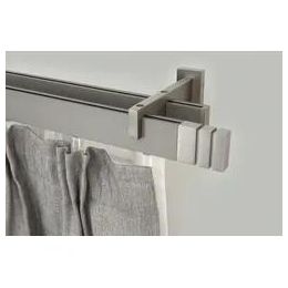 Gardinenstange Garesa "FLAT", silber (vernickelt), L:100cm, Aluminium, Gardinenstangen, Rechteckprofil, Wandmontage, perfekter Lauf, modern, verlängerbar