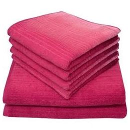 Handtuch Set Dyckhoff "mit Farbverlauf", pink, 6 Stk., Walkfrottee, Obermaterial: 100% Baumwolle, Handtuch-Sets, mit Farbverlauf;4 Handtücher (50x100cm), 2 Duschtücher (70x140cm)