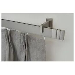 Gardinenstange Garesa "FLAT", silber (vernickelt), L:180cm, Aluminium, Gardinenstangen, Rechteckprofil, Wandmontage, perfekter Lauf, modern, verlängerbar