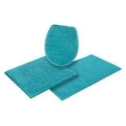 Badematte my home "Vanessa, Badvorleger, Badezimmer Teppich" Gr. 12, blau (türkis), H:10mm, Polyester, Badematten, Badteppich, weiche Haptik, unifarben