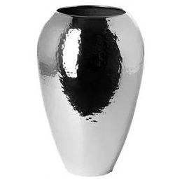 Dekovase Fink "MALANA", silber (silberfarben), H:26cm Ø:17cm, Eisen, Vasen, gehämmert, Handarbeit, Unikatcharakter, vernickelt, wasserdicht