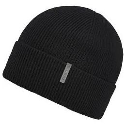 Strickmütze Chillouts, Damen, schwarz, Rippstrick, Materialmix, unifarben, Mützen, mit Umschlag, gefüttert