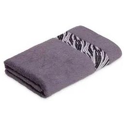 Möve Handtuch MÖVE FOR FROTTANA "Shadow", grau (stone), B:50cm L:100cm, Walkfrottier, Obermaterial: 100% Baumwolle, Handtücher, mit Borkenbordüre