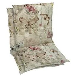 Sesselauflage GO-DE, rosa (creme, braun, rose), B:100cm H:5,5cm T:50cm, Bezug: 65% Polyester, 35% Baumwolle, Polsterauflagen