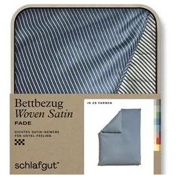 Bettbezug Schlafgut "Premium Bettbezug Woven Fade Satin (1 St)", blau (grau light, blau mid), L:200cm, Mako-Satin, Obermaterial: 100% Baumwolle, Bettbez&uuml;ge, Ton-in-Ton Rei&szlig;verschluss, Fadendichte von 300tc, Streifen, OEKO Tex