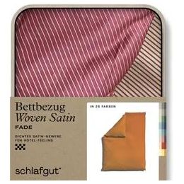 Bettbezug Schlafgut "Premium Bettbezug Woven Fade Satin (1 St)", bunt (gelb deep, rot mid), L:200cm, Mako-Satin, Obermaterial: 100% Baumwolle, Bettbez&uuml;ge, Ton-in-Ton Rei&szlig;verschluss, Fadendichte von 300tc, Streifen, OEKO Tex