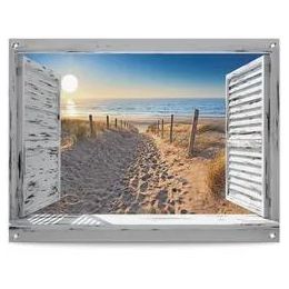 Poster Reinders "Dünenpfad durch das Fenster", beige (farbe bild(er): beige), B:80cm H:60cm T:0,1cm, Leinwand, Bilder, Outdoor für Garten oder Balkon