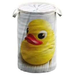 Wäschekorb Sanilo "Quietscheente", gelb, H:55cm Ø:37cm, Polyester, Wäschesammler, 60 Liter, faltbar, mit Sichtschutz