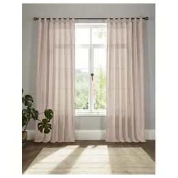 Vorhang Andas "Elby 1" Gr. 3, rosa, B:142cm H:225cm, Jacquard, Baumwolle, Polyester, Gardinen, transparent, basic, monochrom, bis 295 cm Länge