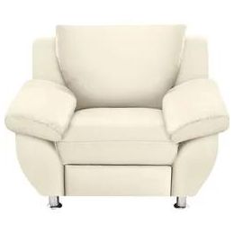 Sessel DOMO collection "Pilar elegant und zeitloses Design, komfortabel, bequeme Armlehnen", beige (natur), B:108cm H:80cm T:91cm, Struktur ( 100% Polyester), Kunstleder SOFTLUX, Sessel, Polstersessel