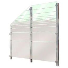 Zaun STAKET PRO, silber (silberfarben), Pfosten: 3 Stk., Edelstahl, Glas, Zaunelemente, Glaszaun, Gesamtl&auml;nge: 1,21 m, 3 Pfosten