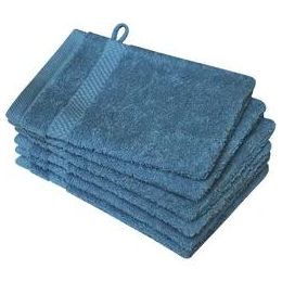 Waschhandschuh Dyckhoff "Planet", blau (petrol), B:16cm L:21cm, Walkfrottier, Waschlappen, 450 g/m2, aus reiner Baumwolle, trocknergeeignet