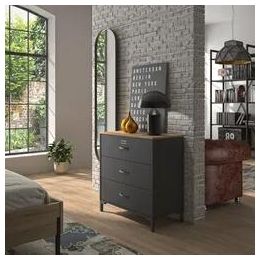 Schubkastenkommode GAMI "Manchester", schwarz (schwarz, eiche), B:81cm H:82cm T:40cm, Sideboards