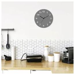 Wanduhr Artland "Trendfarben", grau, B:30cm H:30cm T:1,8cm, Wanduhren, wahlweise mit Quarz- oder Funkuhrwerk, lautlos ohne Tickgeräusche