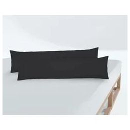 Seitenschläferkissenbezug Biberna "Michi", schwarz, B:40cm L:140cm, Feinjersey, Obermaterial: 100% Baumwolle, Kissenbezüge