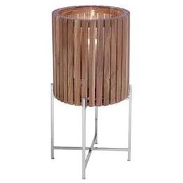Windlicht Fink "BERKLEY", braun, H:60cm Ø:31cm, Metall, Kerzenhalter, mit Akazienholz