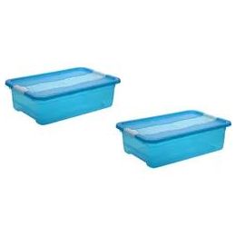 Organizer keeeper "cornelia", blau, B:39,5cm H:17cm T:59,5cm, Kunststoff, Aufbewahrungsboxen, Aufbewahrungsbox, 28 L, mit Deckel, Schiebeverschluss