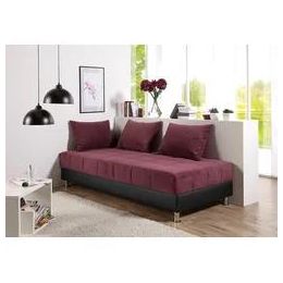 Polsterliege Maintal, rot (schwarz, beerenfarben), B:93cm L:203cm, Bezug: 100% Polyester, Komplettbetten