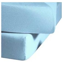 Spannbettlaken Fleuresse "Ines hochwertiger Jersey aus reiner Baumwolle", blau (hellblau), B:120cm L:200cm, Jersey, Obermaterial: 100% Baumwolle, Laken, aus Baumwolle, für Matratzen bis 23 cm Höhe, Bettlaken, Spannbetttuch