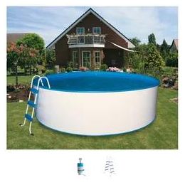 Rundpool MY POOL BWT "mit Leiter und Kartuschenfilteranlage", weiß (weiß, blau), H:120cm Ø:300cm, Schwimmbecken, in verschiedenen Größen