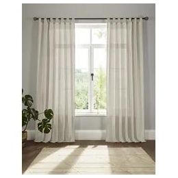 Vorhang Andas "Elby 1" Gr. 2, beige, B:142cm H:175cm, Jacquard, Baumwolle, Polyester, Gardinen, transparent, basic, monochrom, bis 295 cm Länge