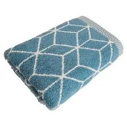 Handtuch Set Framsohn FROTTIER "Design Jacquard Prisma", blau (jeansblau, weiß), B:50cm L:100cm, Jacquard-Walkfrottier, Obermaterial: 100% Baumwolle, Handtücher, mehrfarbig gewebtem Saum, hergestellt in Österreich