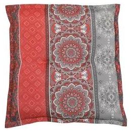 Hockerauflage GO-DE, rot (rot, grau), B:50cm H:8cm T:50cm, Bezug: 65% Polyester, 35% Baumwolle, Polsterauflagen