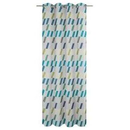 Vorhang WIRTH "Bray" Gr. 1, blau, B:132cm H:145cm, Jacquard, Baumwolle, Polyester, Gardinen