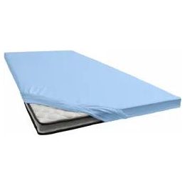 Spannbettlaken bellana "Jersey-Elasthan deluxe in Gr. 90x200, 140x200 oder 180x200, für Topper", blau (mittelblau), 1 Stk., Jersey-Elasthan, 100x200 100x210 100x220 110x200 110x210 110x220 120x200 120x210 120x220 90x200 90x210 90x220 10, Jersey-Elasthan, Obermaterial: 95% Baumwolle, 5% Elasthan (LYCRA), Bettlaken, aus Baumwolle, für Matratzen bis 10 cm Höhe, Bettlaken, Spannbetttuch