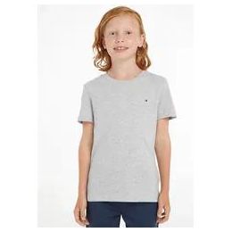 T-Shirt Tommy Hilfiger "BOYS BASIC CN KNIT", Jungen, Gr. 6/116, grau (grau, meliert), Obermaterial: 100% Baumwolle, Basic schmal, Rundhals, Shirts, Kinder Kids Junior MiniMe