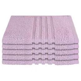 Gästehandtücher Schiesser "Milano aus 100% Baumwolle mit eleganter Bordüre in Hoch-Tief-Optik", rosa, B:30cm L:50cm, Frottier, Frottier, Handtücher, Made in Green