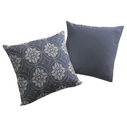 Dekokissen ADAM "Romantic Puligny A", blau (blau, ornamente), B:50cm L:50cm, Baumwolle, Dekokissen_Sitzkissen_Kissenhüllen, mit großen Ornamenten, Wendekissenhülle ohne Füllung, 1 Stück