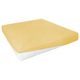 Spannbettlaken Primera "Elasthan-Feinjersey", gelb (senf), 1 Stk., Jersey-Elasthan, 180-200x200 28, Jersey-Elasthan, Obermaterial: 95% Baumwolle, 5% Elasthan, Bettlaken, PREMIUM, aus 95% gekämmter Baumwolle und 5% Elasthan, bis 28 cm Höhe