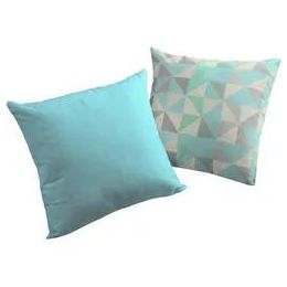 Dekokissen ADAM "Bio Bel", blau (hellblau, jaquard, struktur gemustert), B:50cm L:50cm, Baumwolle, Dekokissen_Sitzkissen_Kissenhüllen, Reißverschluss, gemustert, Wendekissenhülle ohne Füllung, 1 Stück