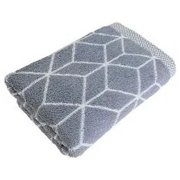 Handtuch Set Framsohn FROTTIER "Design Jacquard Prisma", grau (grau, weiß), B:50cm L:100cm, Jacquard-Walkfrottier, Obermaterial: 100% Baumwolle, Handtücher, mehrfarbig gewebtem Saum, hergestellt in Österreich