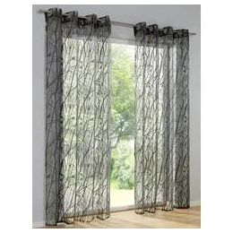 Gardine Heine HOME Gr. 4, grau, B:140cm H:245cm, Polyester, Viskose, Gardinen