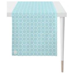 Tischläufer Apelt "3973 Outdoor, Sommerdeko, Sommer", blau (hellblau, weiß), B:46cm L:135cm, Polyester, Tischdecken, Jacquardgewebe