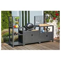 Outdoor-Küchenmodul siena GARDEN "Texas", grau (anthrazit), ohne E-Geräte, Aluminium, Schränke, 3-tlg., Gestell und Arbeitsflächen aus pulverbeschichtetem Aluminium