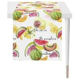 Tischläufer Apelt "7187 SUMMER GARDEN, Sommerdeko, Sommer", bunt (weiß, gelb, grün, bunt), B:48cm L:140cm, Baumwolle, Tischdecken, Digitaldruck