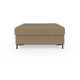 Polsterhocker DOMO collection "Capelo", braun (cappucino), B:100cm H:46cm T:70cm, 49% Polyester, 34% Viskose, 9% Leinen, 8% Polyacryl, Hocker, Polsterhocker, inklusive Federkern