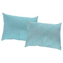 Dekokissen ADAM "Argentinian Criolla", blau (türkis, geblümt), B:60cm L:40cm, Baumwolle, Dekokissen_Sitzkissen_Kissenhüllen, mit Palmenmuster, Wendekissenhülle ohne Füllung, 1 Stück