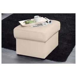 Sit & More Hocker SIT & MORE "Bansin", beige (natur), B:58cm H:45cm T:58cm, Luxus-Microfaser ALTARA NUBUCK (100% Polyester);SOFTLUX-Kunstleder;NaturLEDER (echtes Rindsleder)/Korpus SOFTLUX-Kunstleder, Hocker, Polsterhocker Lederhocker