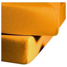 Spannbettlaken Fleuresse "Ines hochwertiger Jersey aus reiner Baumwolle", gelb (sonne), B:120cm L:200cm, Jersey, Obermaterial: 100% Baumwolle, Laken, aus Baumwolle, für Matratzen bis 23 cm Höhe, Bettlaken, Spannbetttuch
